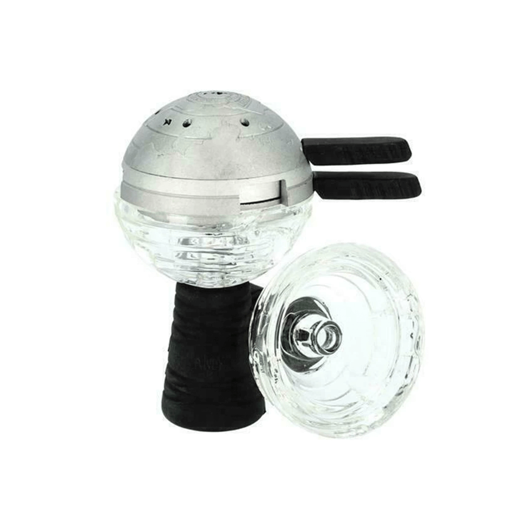 AMY Glassi Deluxe Globe Set Black- Minimal heat-Hookah Bowl — vape702usa